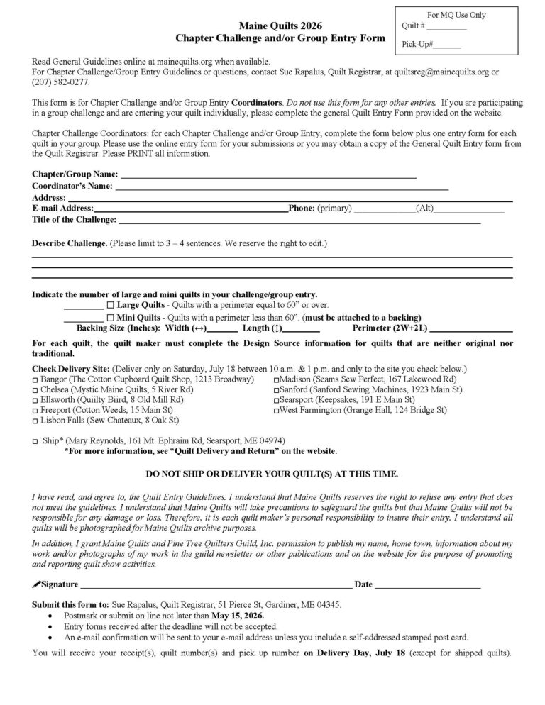 Chapter Challenge/Group Entry Guidelines – Pine Tree Quilters Guild, Inc.